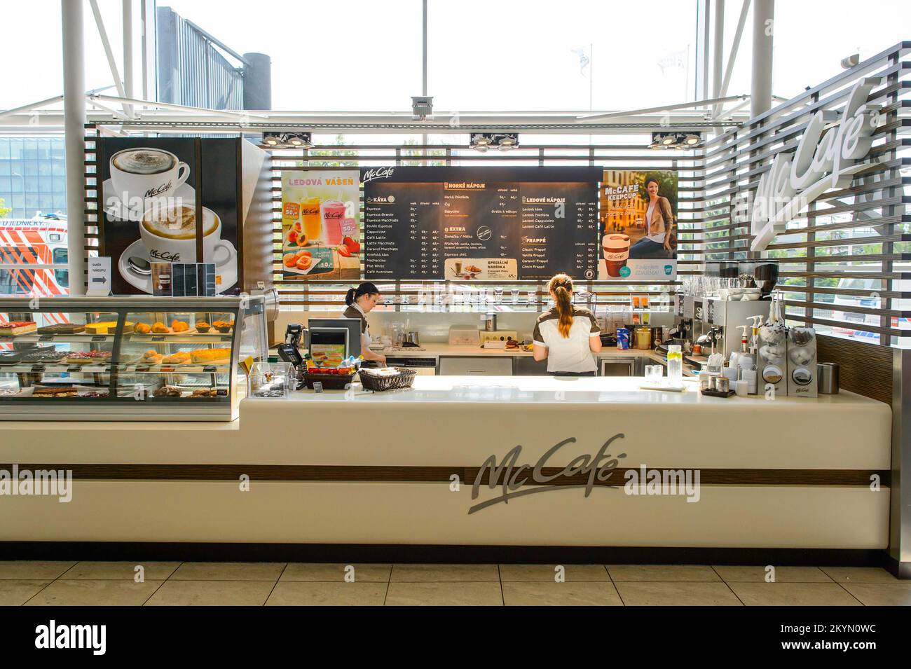 PRAGUE, CZECH REPUBLIC - AUGUST 04, 2015: McCafe interior. McCafe is a ...