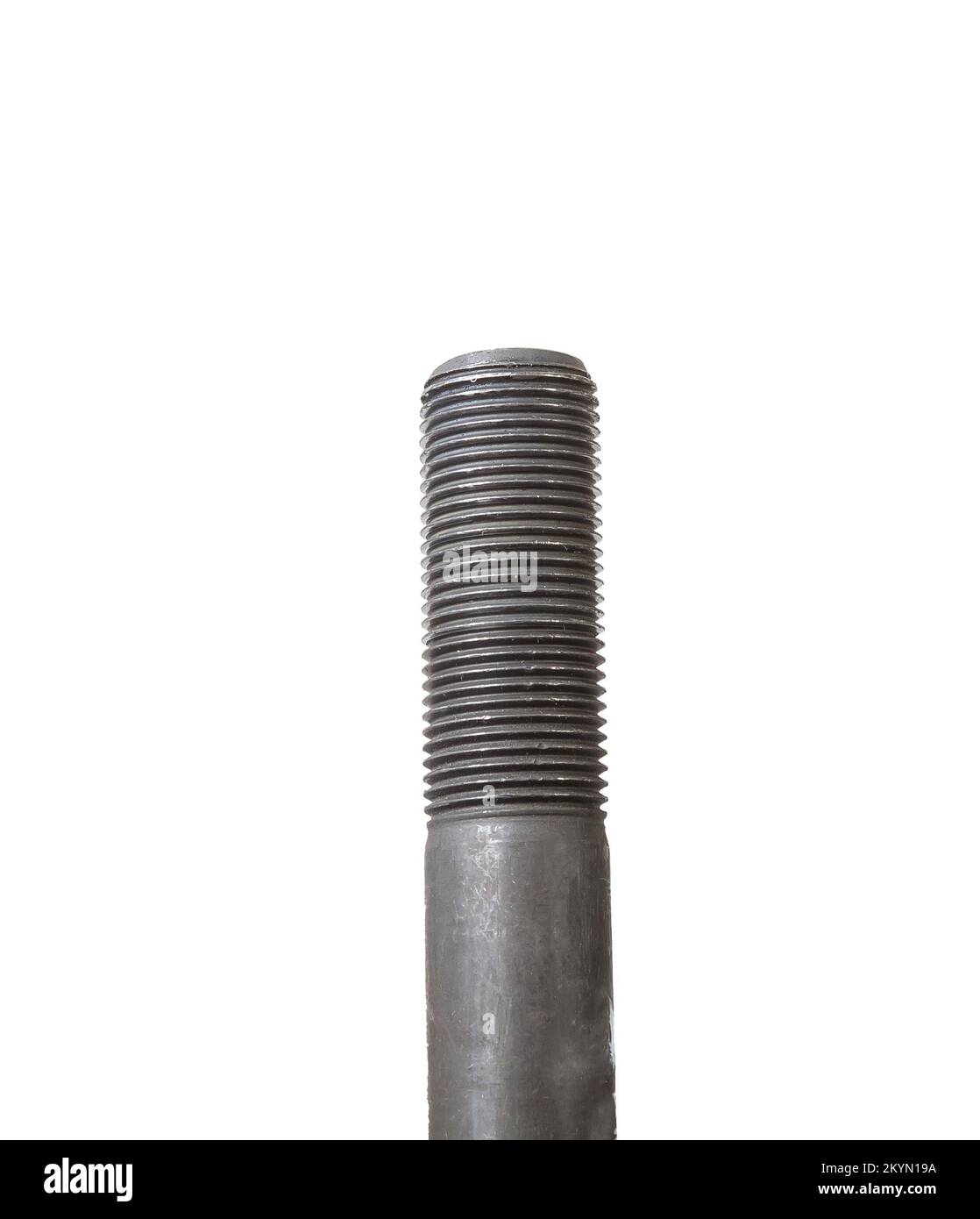 Thread of big metal bolt isolated on white background Used spare parts ...