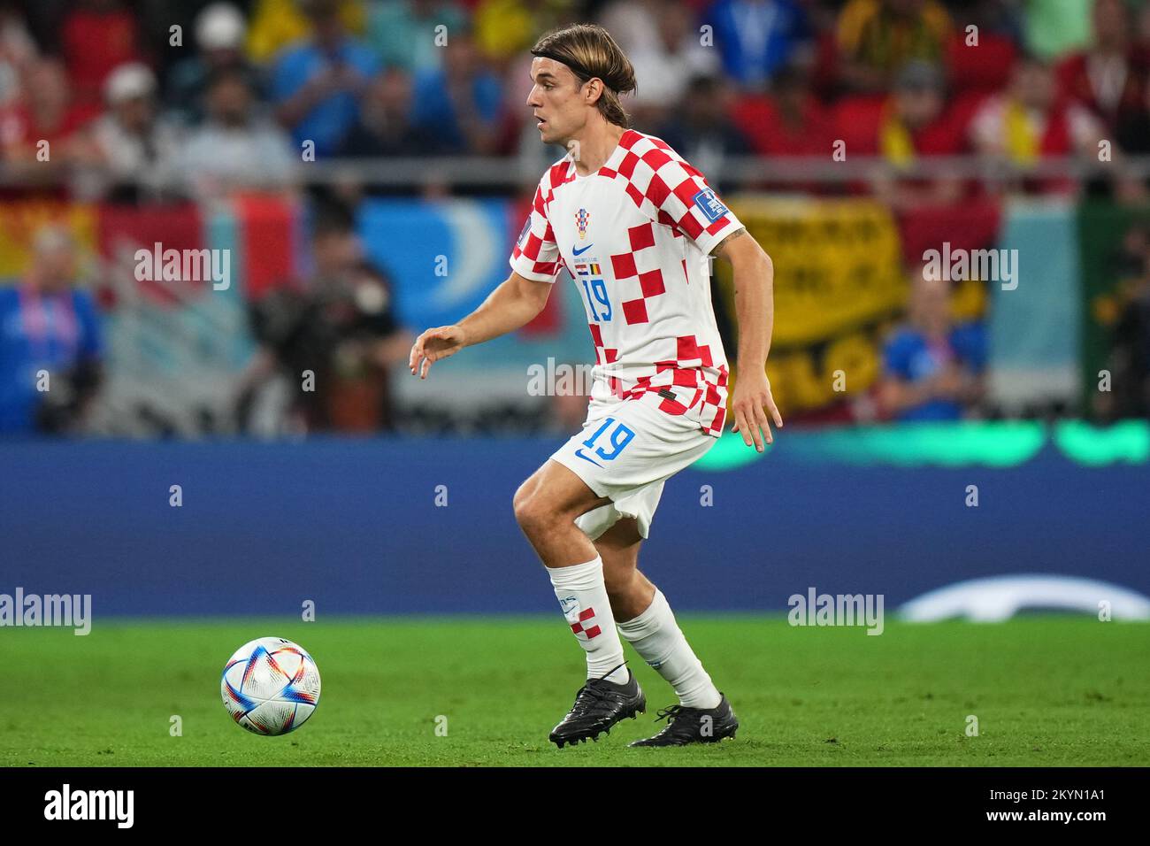 Borna Sosa of Croatia during the FIFA World Cup Qatar 2022 match, Group F, between Croatia and ...