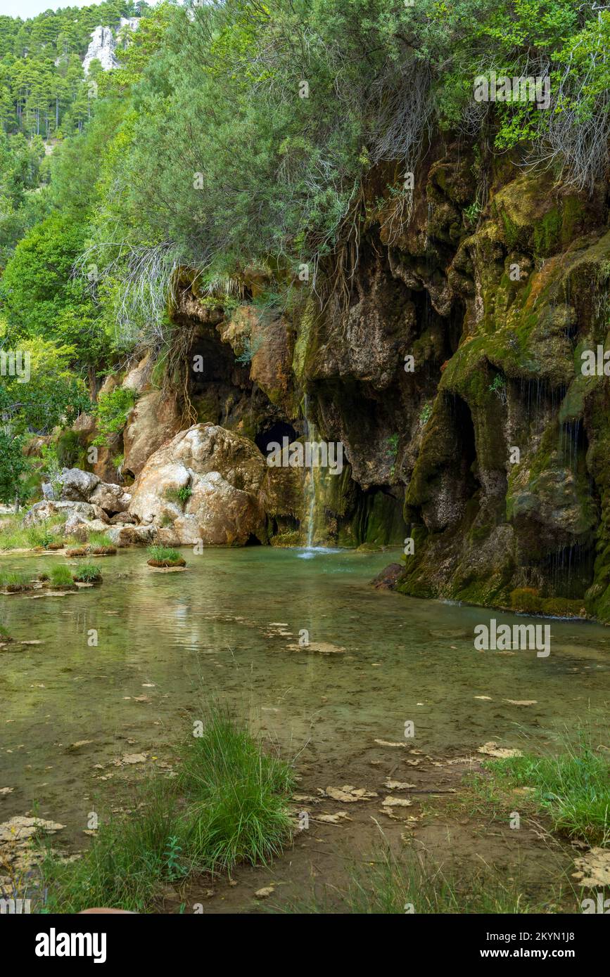 The spring of river Cuervo (Nacimiento del Rio Cuervo) in Cuenca ...