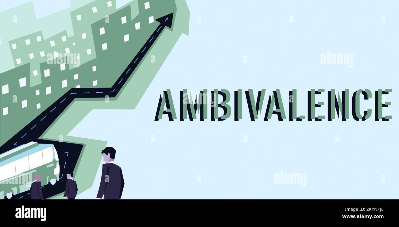 Text caption presenting Ambivalence. Business idea attitudes or ...