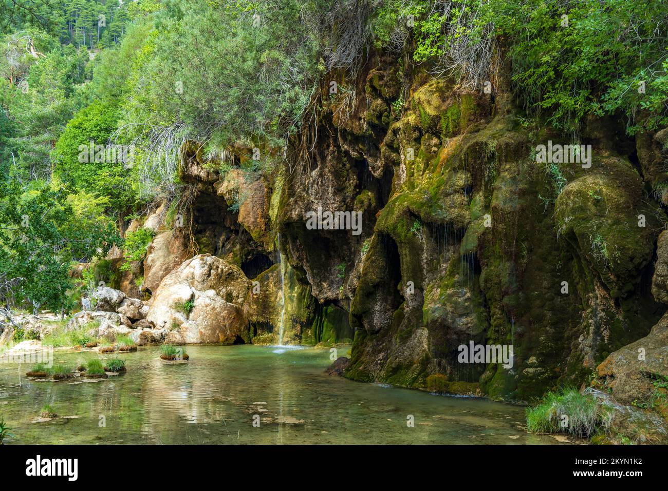 The spring of river Cuervo (Nacimiento del Rio Cuervo) in Cuenca ...