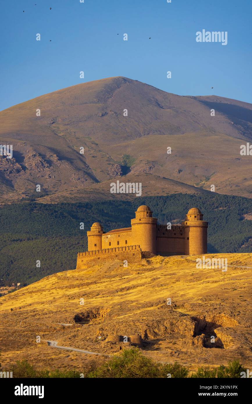 La Calahorra castle with Sierra Nevada, Andalusia, Spain Stock Photo ...