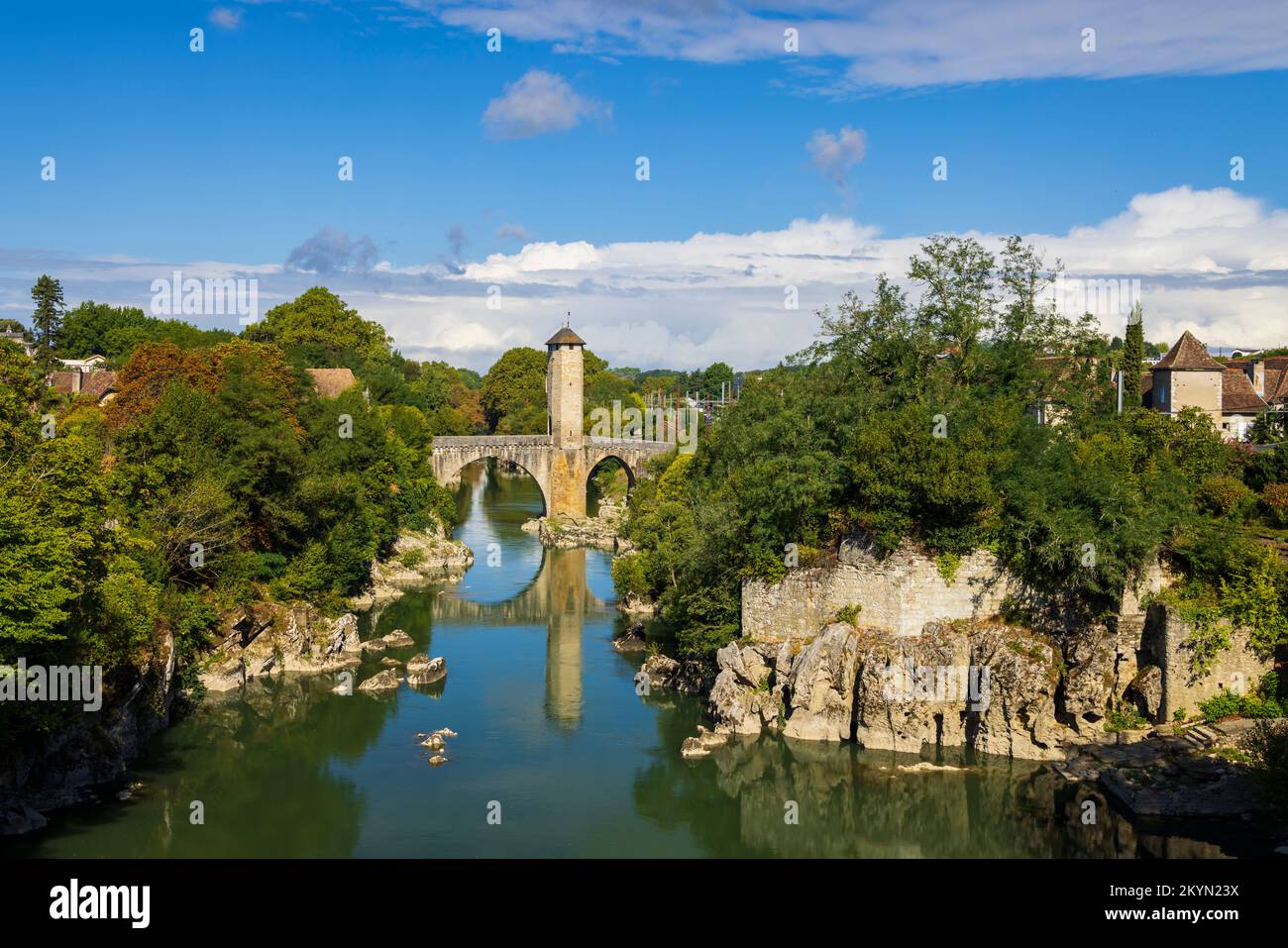 Pont Vieux, bridge in Orthez, New Aquitaine, Departement Pyrenees ...