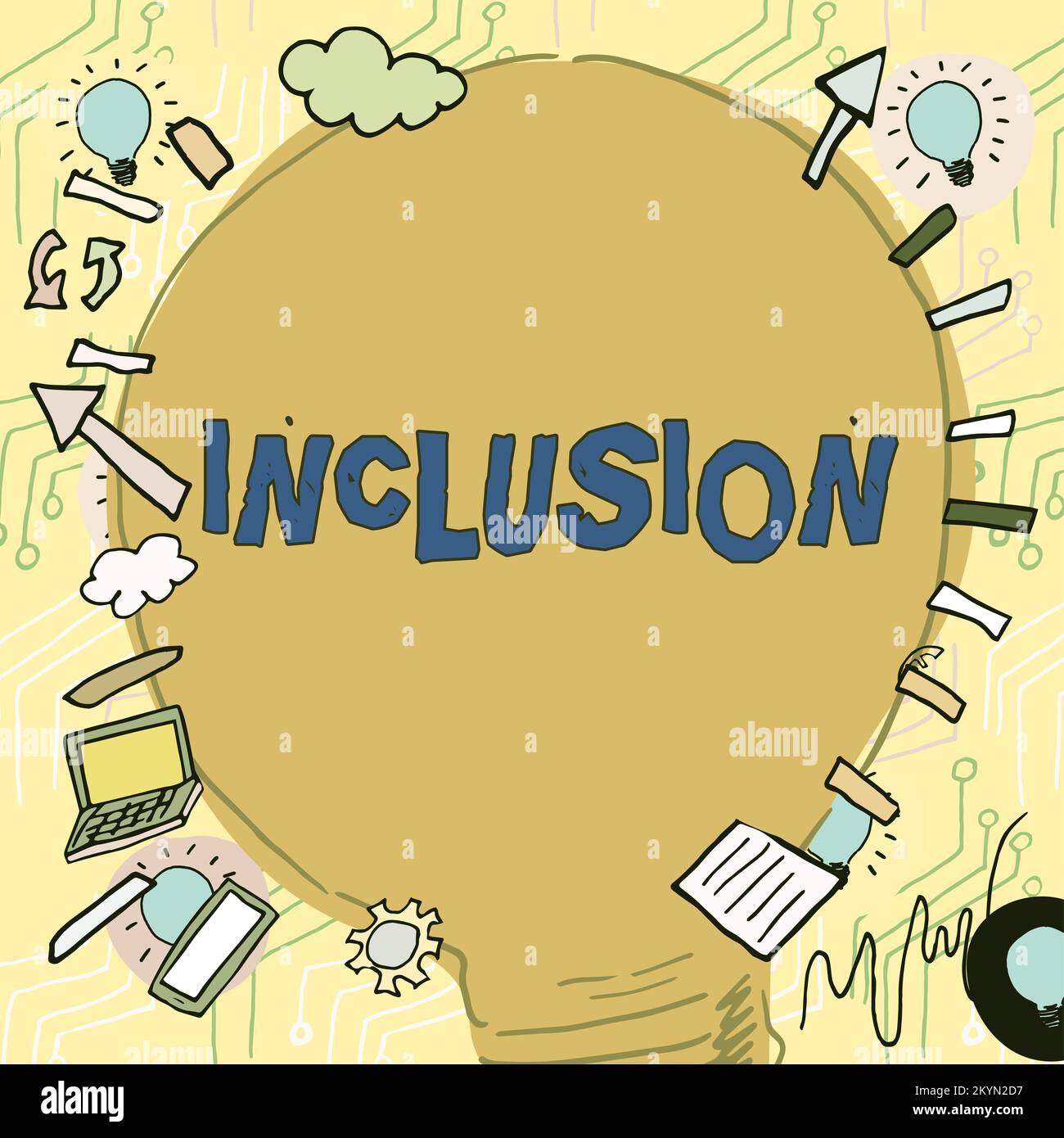 Text sign showing Inclusion. Business overview action state including ...