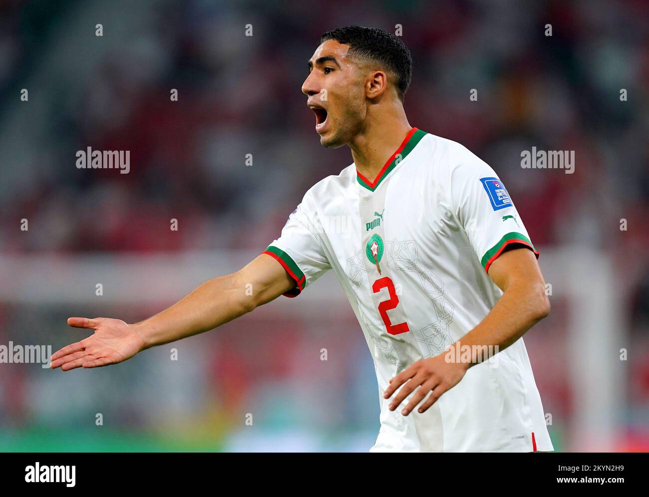 Morocco's Achraf Hakimi during the FIFA World Cup Group F match at the Al Thumama Stadium, Doha ...