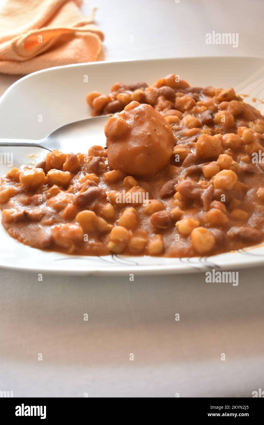A plate of muthokoi - a kenyan traditional food made from dehusked corn ...