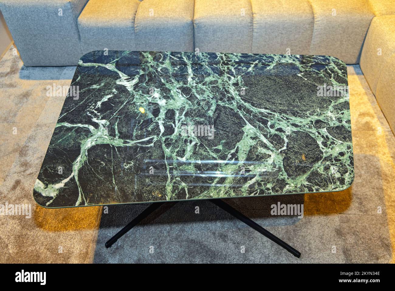 Green Marble Stone Coffee Table in Living Room Stock Photo - Alamy