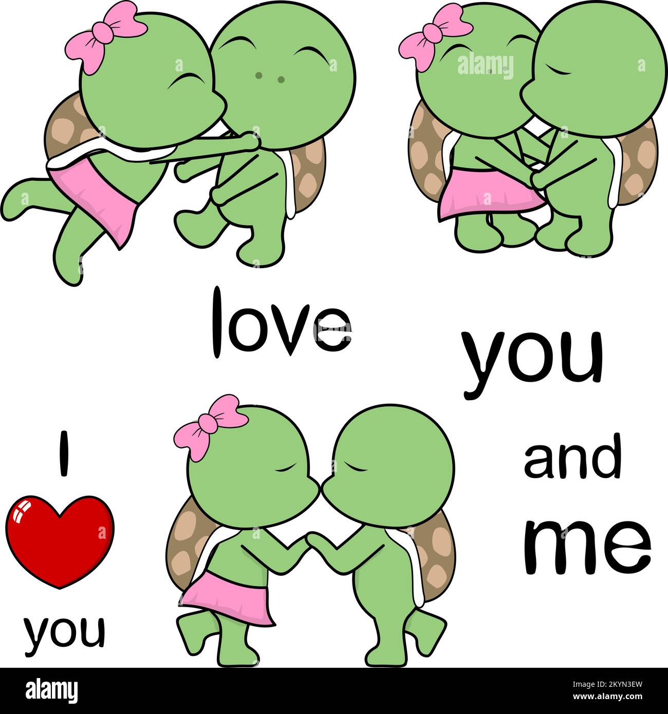 Cute Turtle Cartoon Love