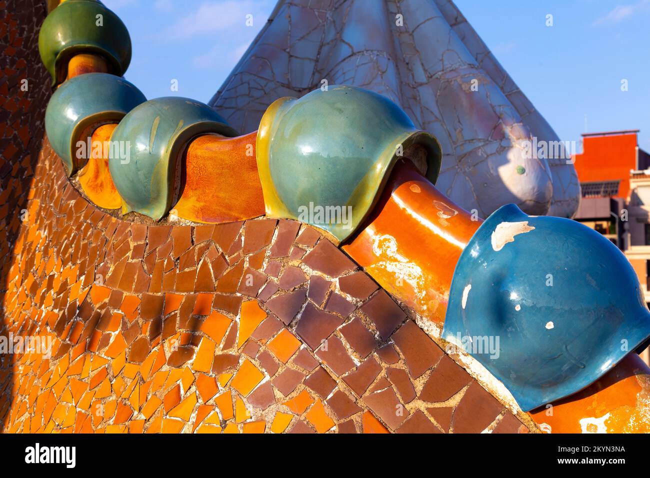 Detail of the roof at Casa Batlló by Antoni Gaudi, Barcelona, Spain ...