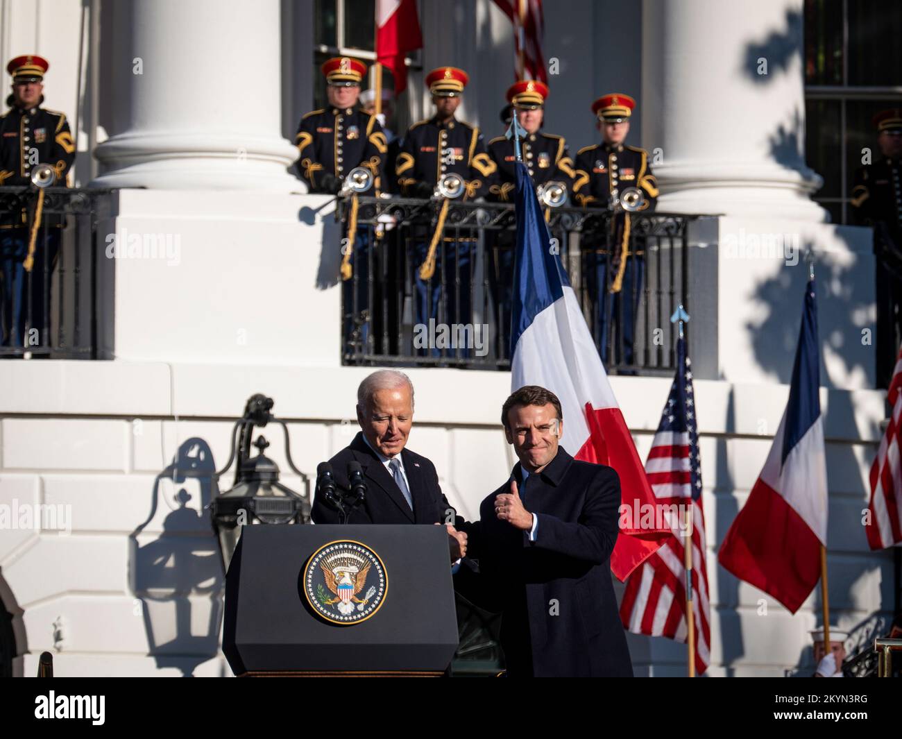 Washington, US, 01/12/2022, President Joe Biden and President Emmanuel ...