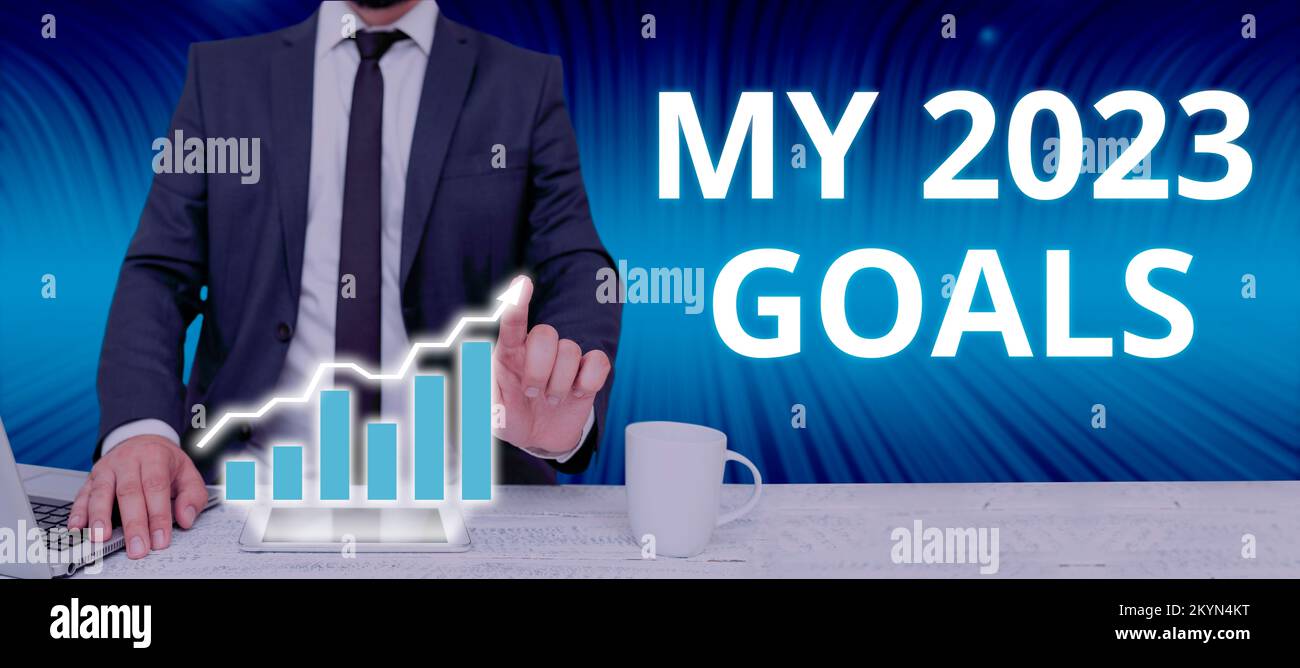 Inspiration showing sign My 2023 Goals. Business concept setting up ... Inspiration showing sign My 2023 Goals. Business concept setting up ...