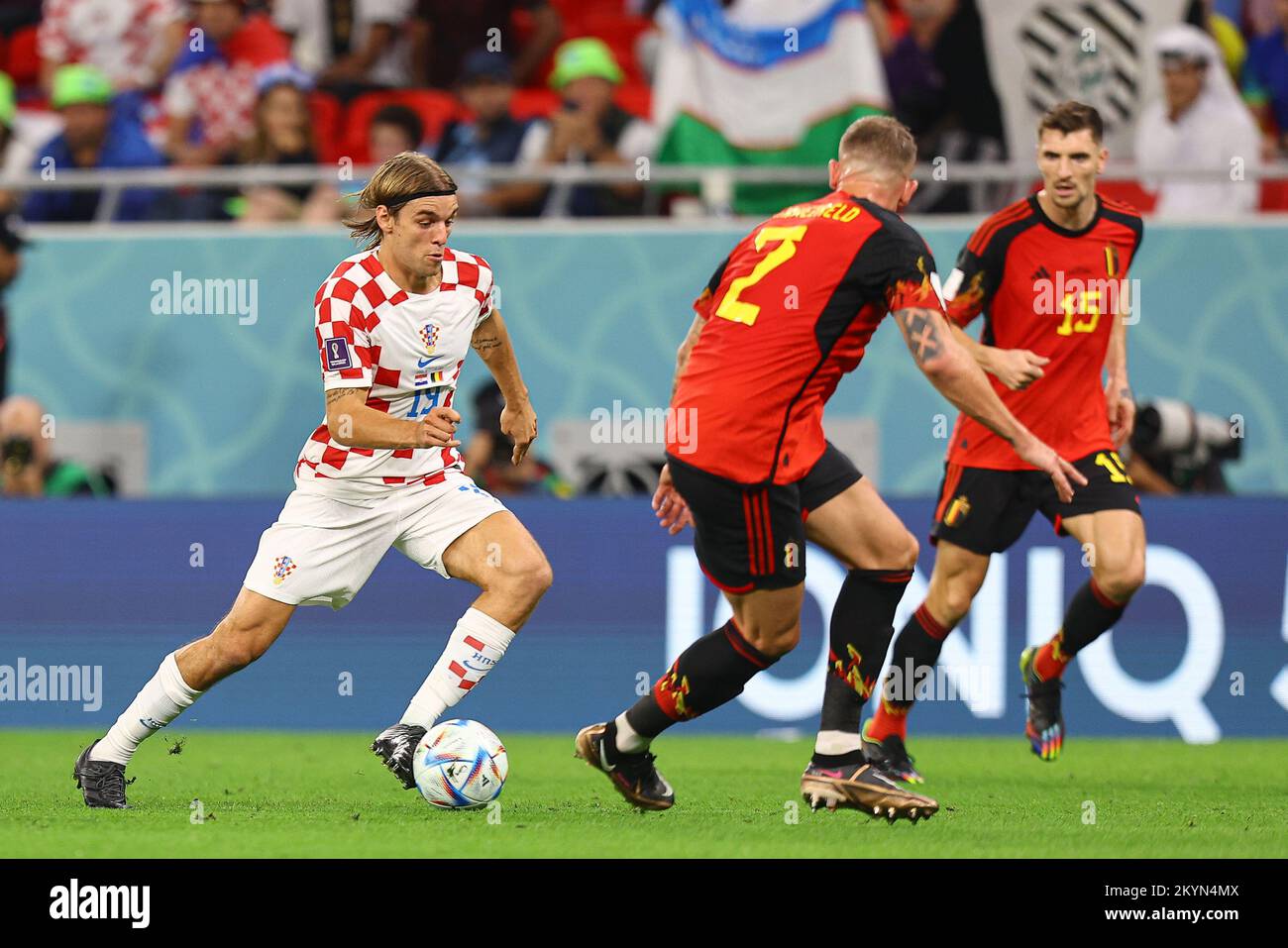 Borna Sosa during the FIFA World Cup Qatar 2022 Group F match between Croatia and Belgium at ...