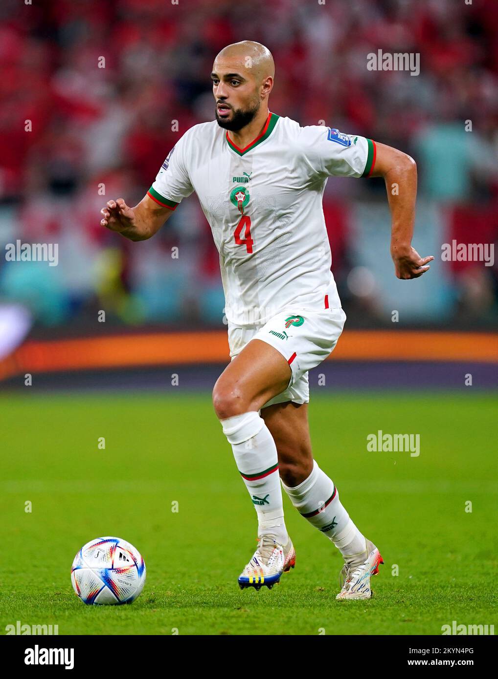 Morocco's Sofyan Amrabat during the FIFA World Cup Group F match at the Al Thumama Stadium, Doha ...