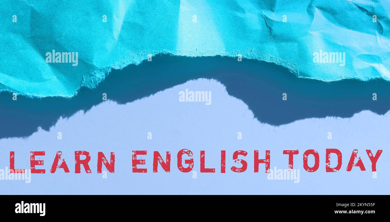 Text sign showing Learn English Today. Business overview gain or ...