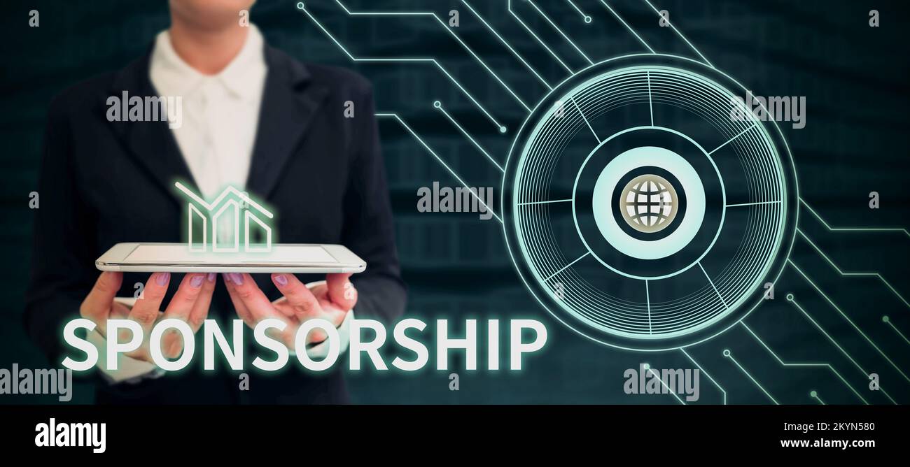 Sign displaying Sponsorship. Internet Concept Position of being a ...