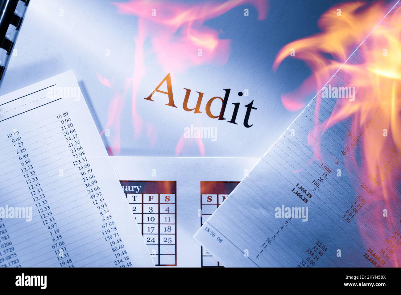 Operating budget, calendar and audit in closeup Stock Photo - Alamy