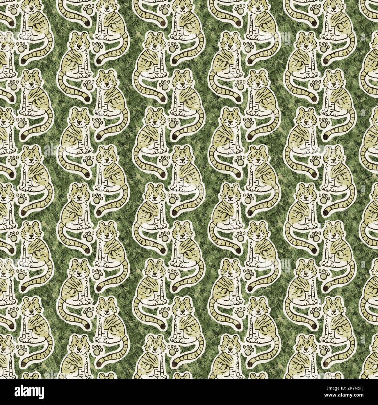 Cute safari wild tiger animal pattern for babies room decor. Seamless ...