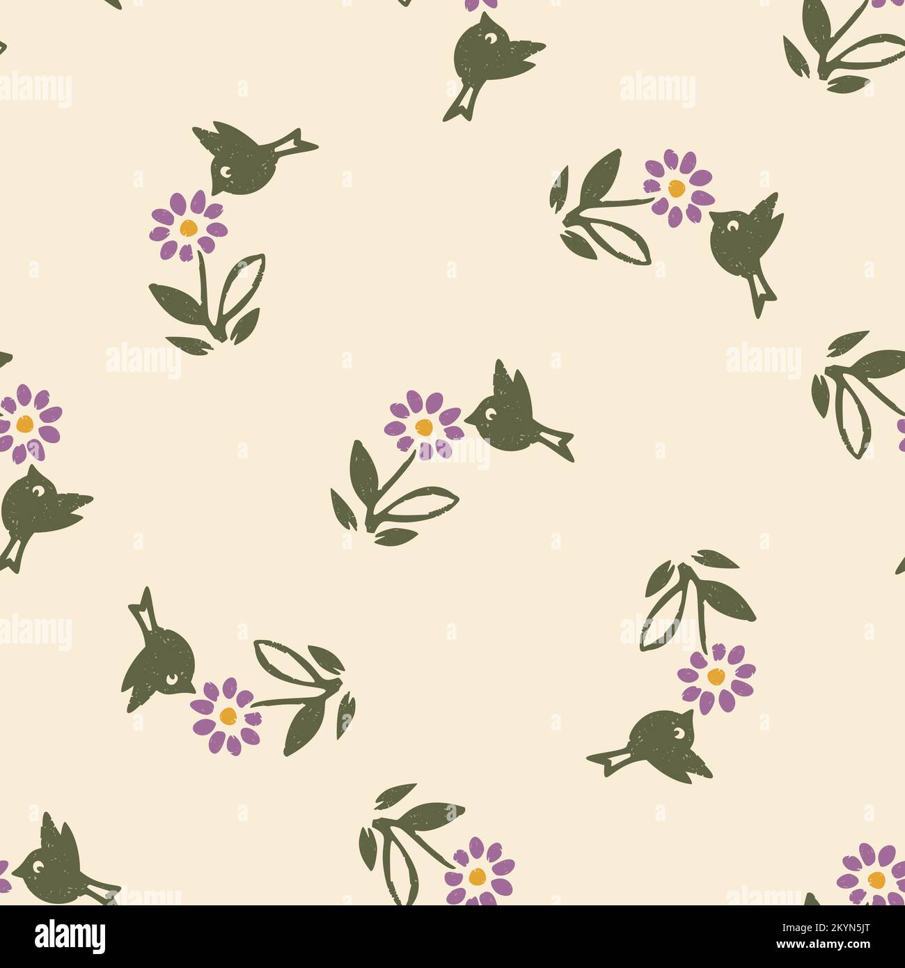 Natural allotment floral vector pattern. Seamless garden growing floral ...