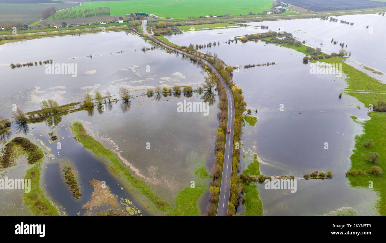 Picture dated November 27th shows the A1101 road surrounded by flooded ...