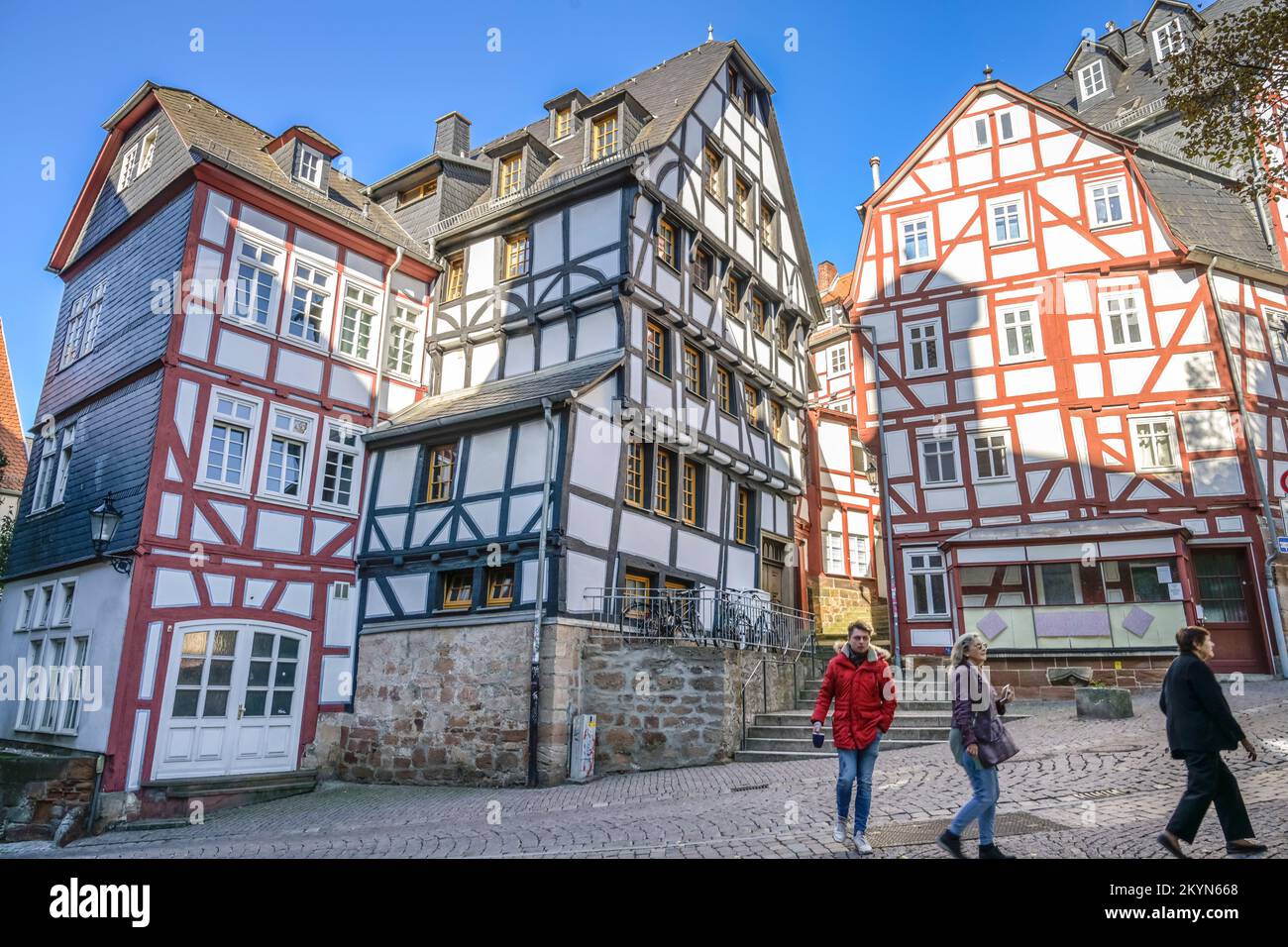 Fachwerkhäuser, Altbauten, Reitgasse, Oberstadt, Altstadt, Marburg ...