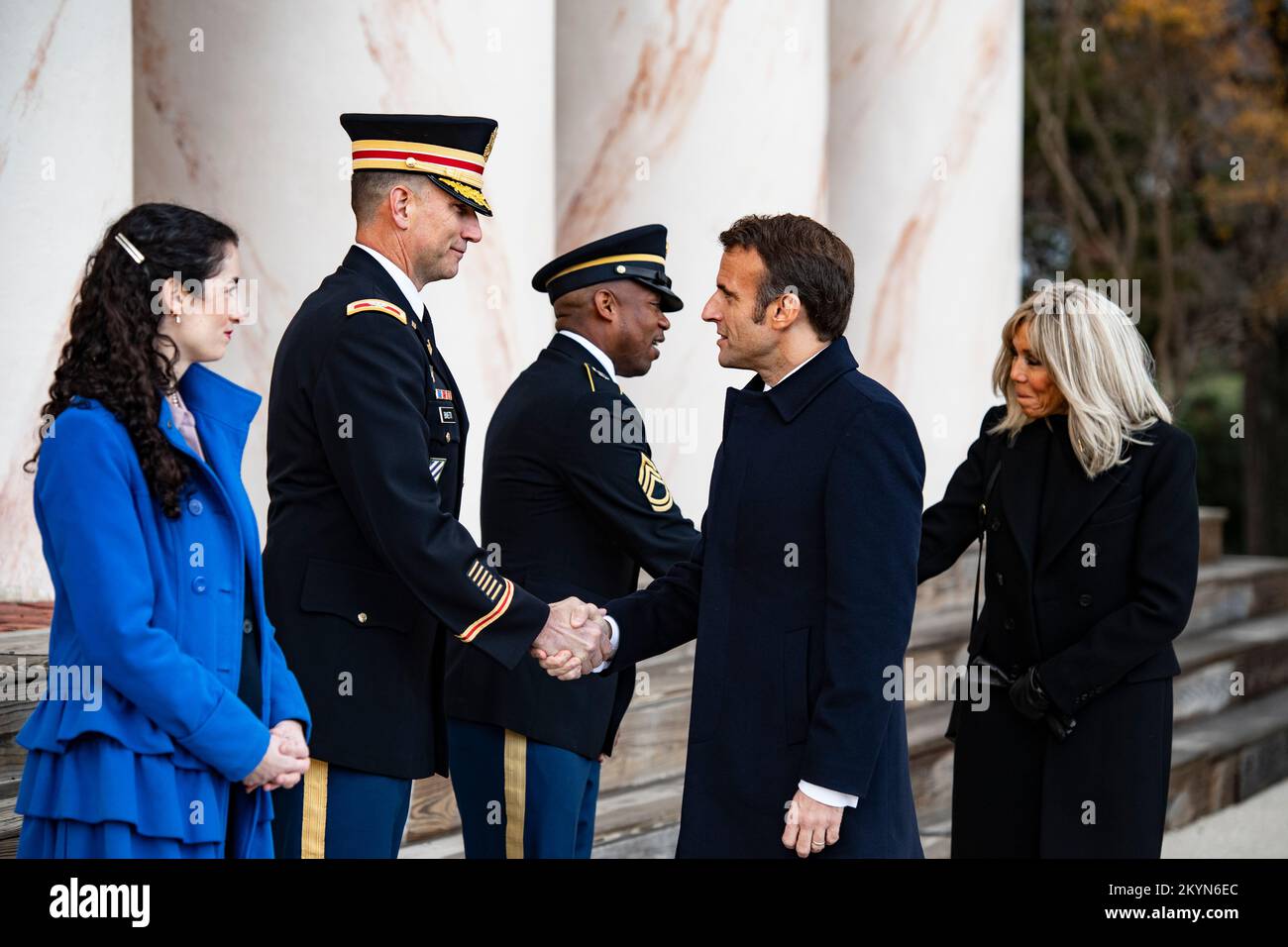 Arlington, USA. 30 November, 2022. French President Emmanuel Macron ...