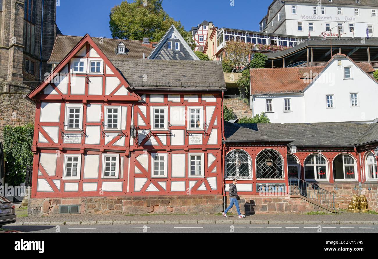 Altbauten, Fachwerkhäuser, Pilgrimstein, Oberstadt, Altstadt, Marburg ...