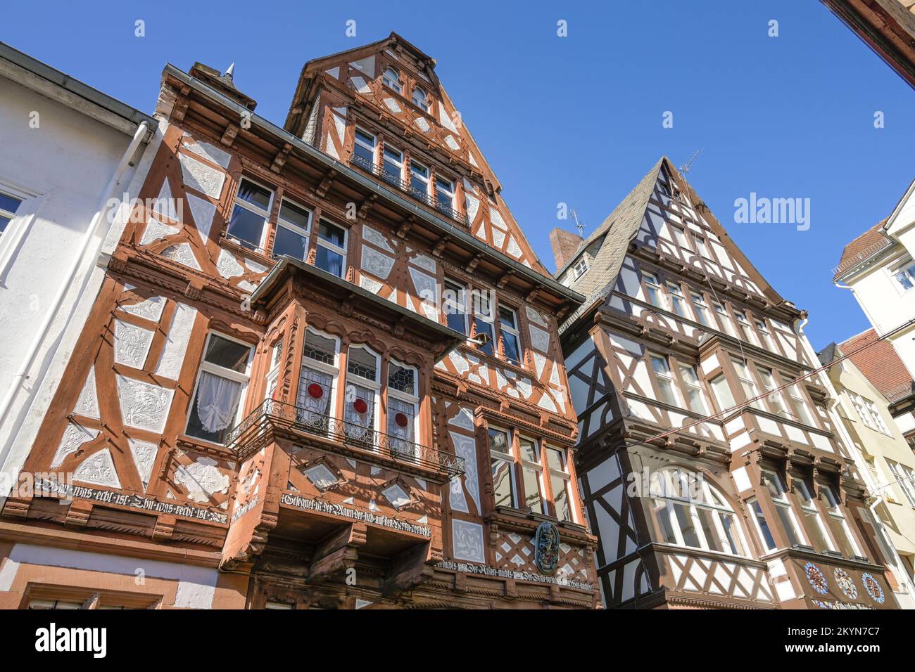 Fachwerkhäuser, Hirschberg, Oberstadt, Altstadt, Marburg, Hessen ...