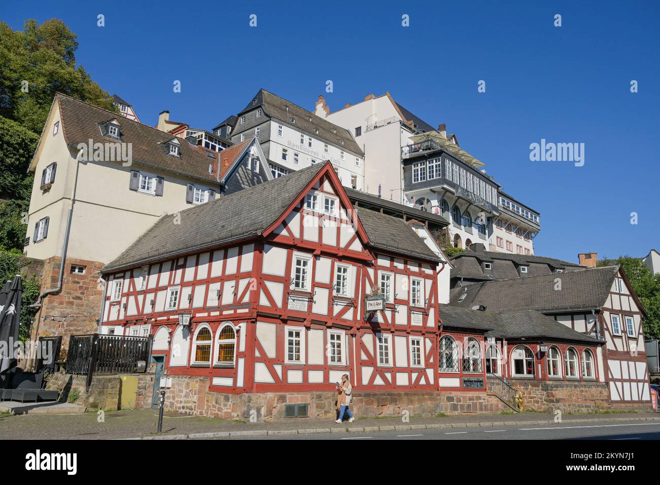 Altbauten, Fachwerkhäuser, Pilgrimstein, Oberstadt, Altstadt, Marburg ...
