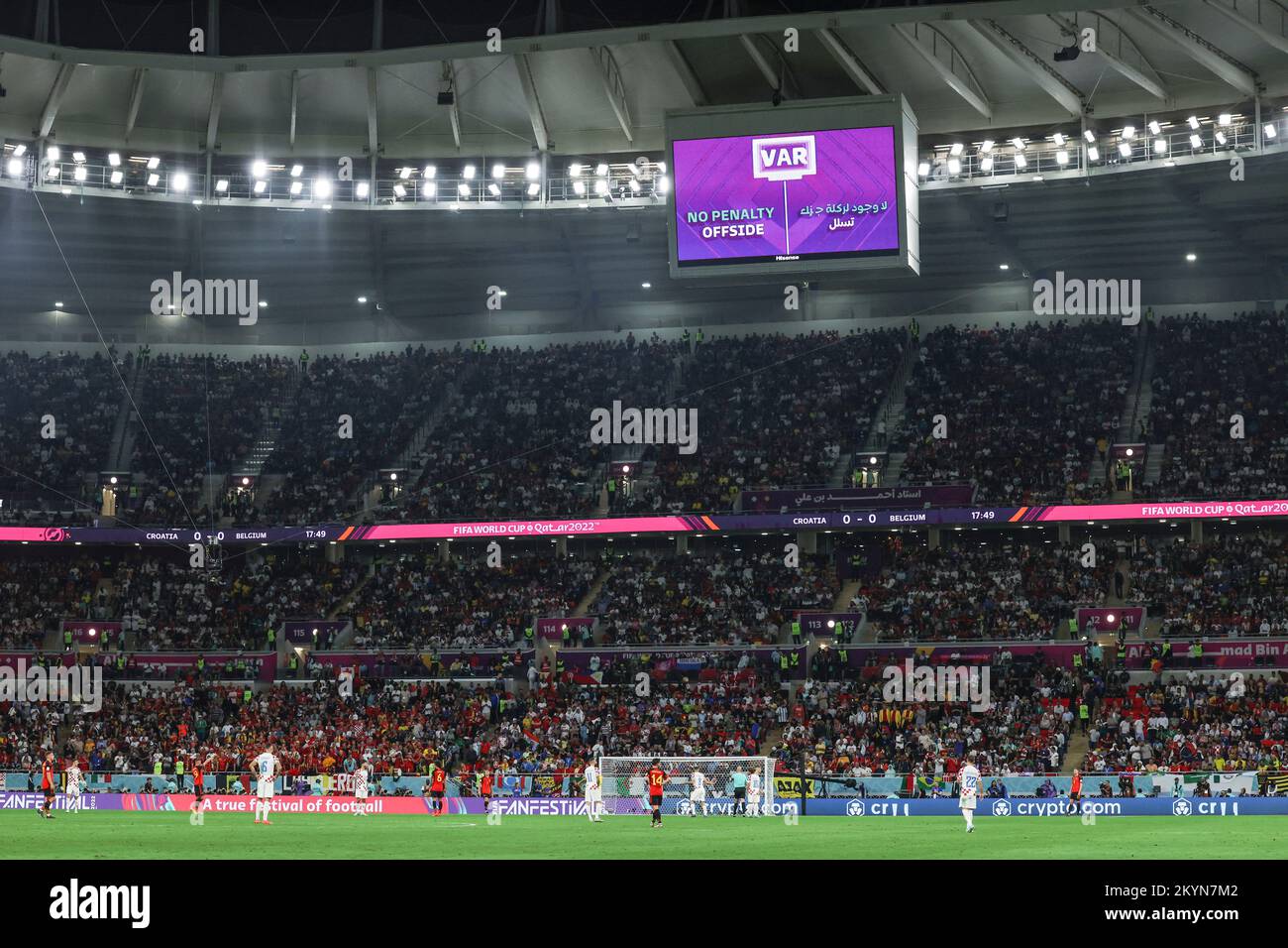 Al Rayyan, Qatar. 1st Dec, 2022. The screen shows the VAR check ...
