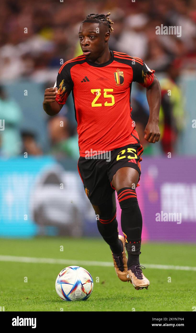 Al Rayyan, Qatar, 1st December 2022. Jeremy Doku of Belgium during the ...