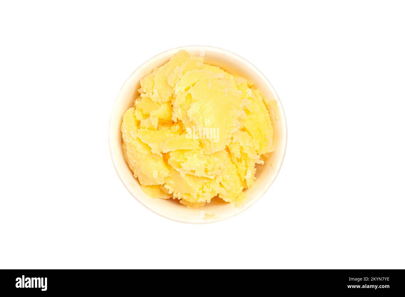 Ghee in bowl isolated on white background Stock Photo - Alamy