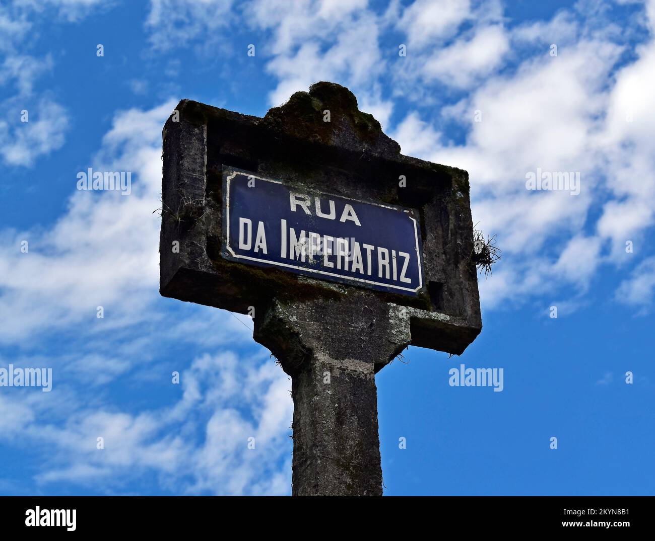 Old street sign in historic city center, Petropolis, Rio de Janeiro ...