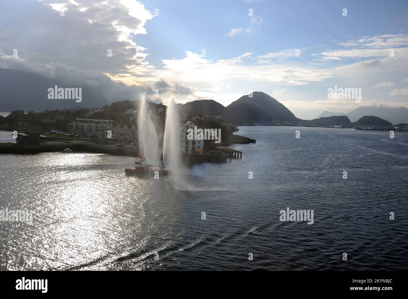 Fireship alongside "Adventure of the Seas" as we leave Alesund Stock ...