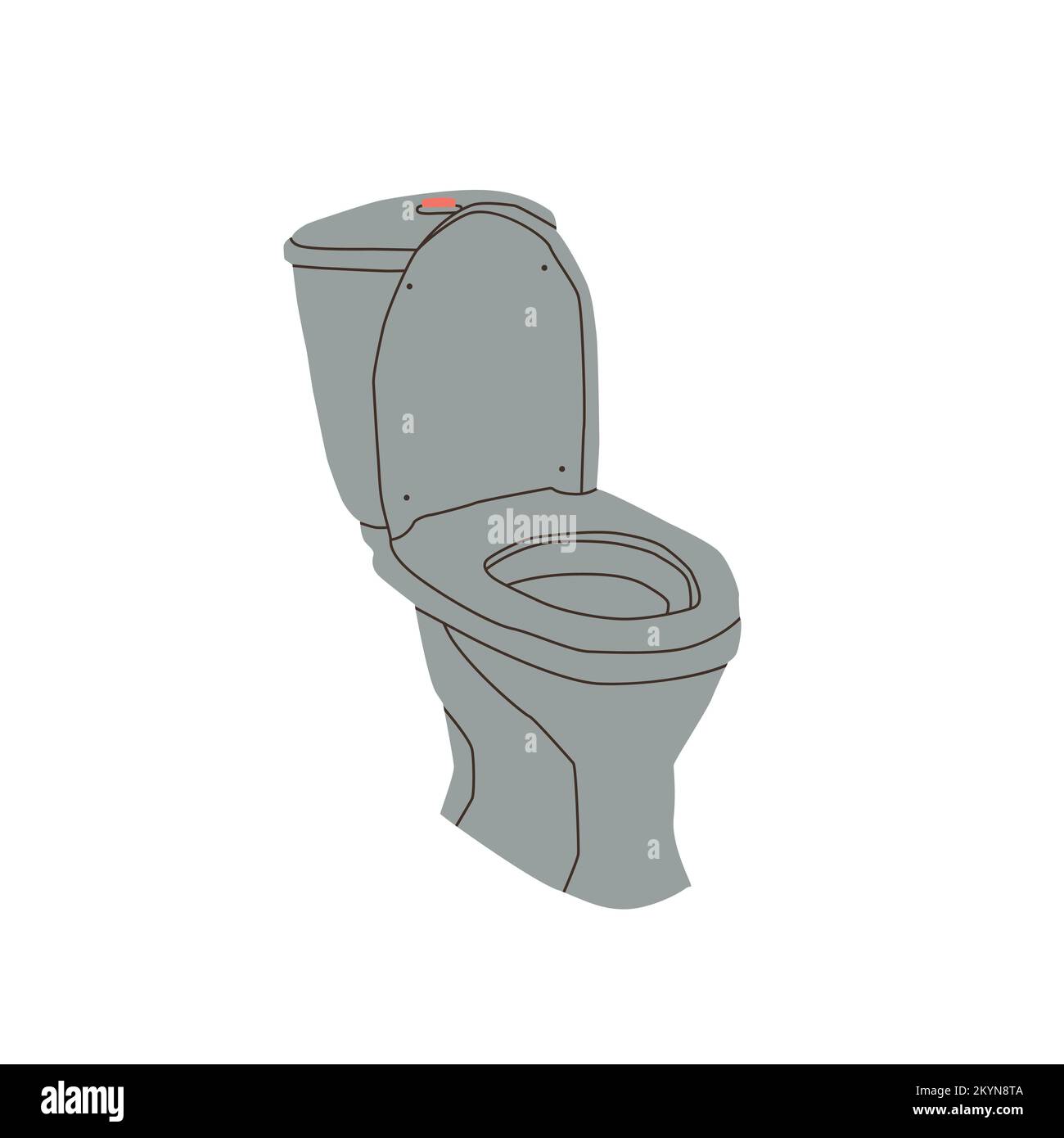 Classic gray toilet with cistern. Vector illustration isolated on white ...