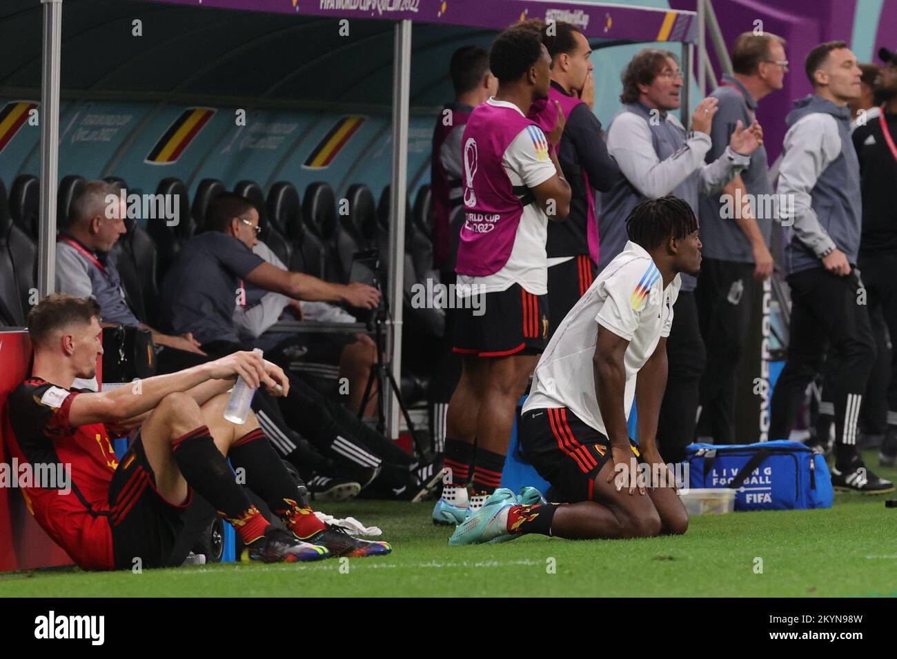 Doha, Qatar, 01/12/2022, The bench react during a soccer game between ...