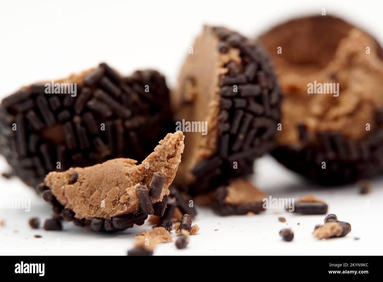 chocolate rum flavored truffles isolated on white background Stock ...