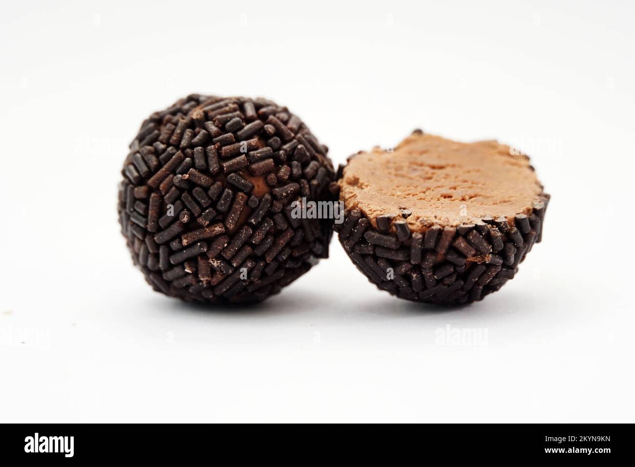 chocolate rum flavored truffles isolated on white background Stock ...