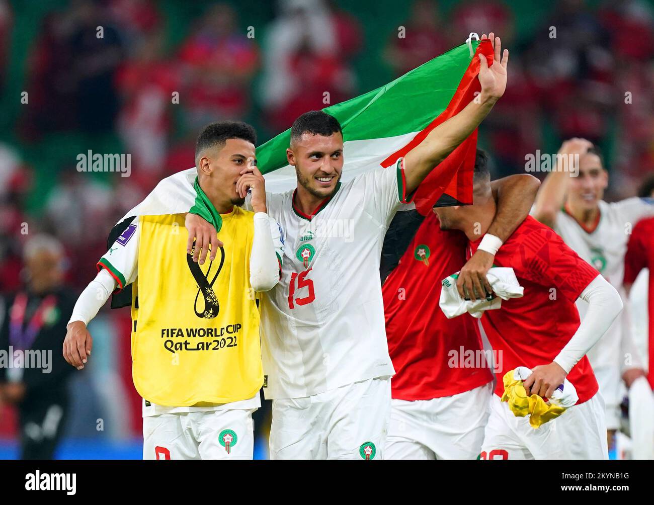 Morocco's Azzedine Ounahi (left) and Selim Amallah celebrate on the ...