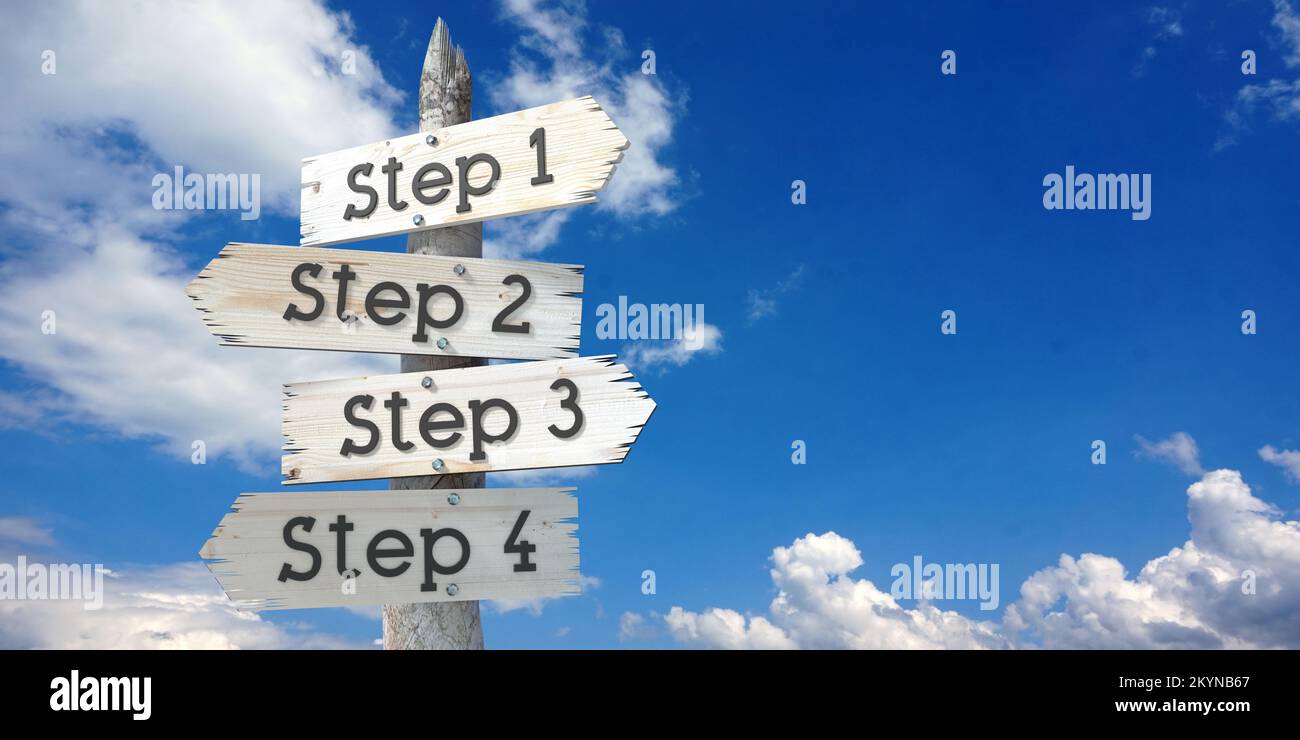 Process 4 step arrows hi-res stock photography and images - Alamy