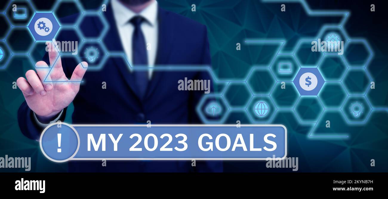 Conceptual display My 2023 Goals. Business showcase setting up personal ...