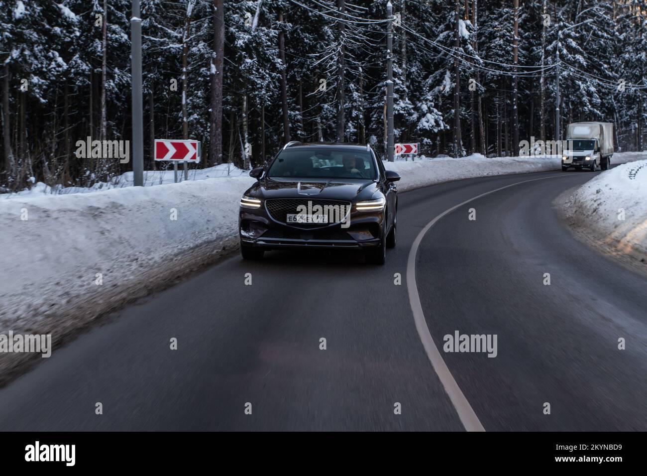 MOSCOW, RUSSIA - FEBRUARY 05, 2022 Genesis GV70 (JK1). A modern ...