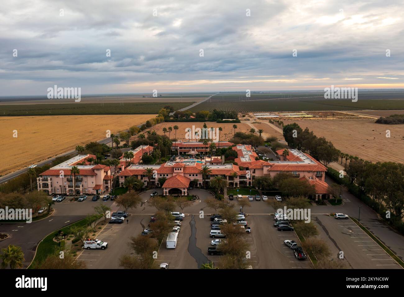 Aerial view of Harris Ranch Inn and Restaurant in Coalinga, California ...