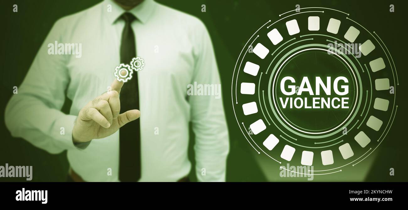 Handwriting text Gang Violence. Word Written on infringement of the ...