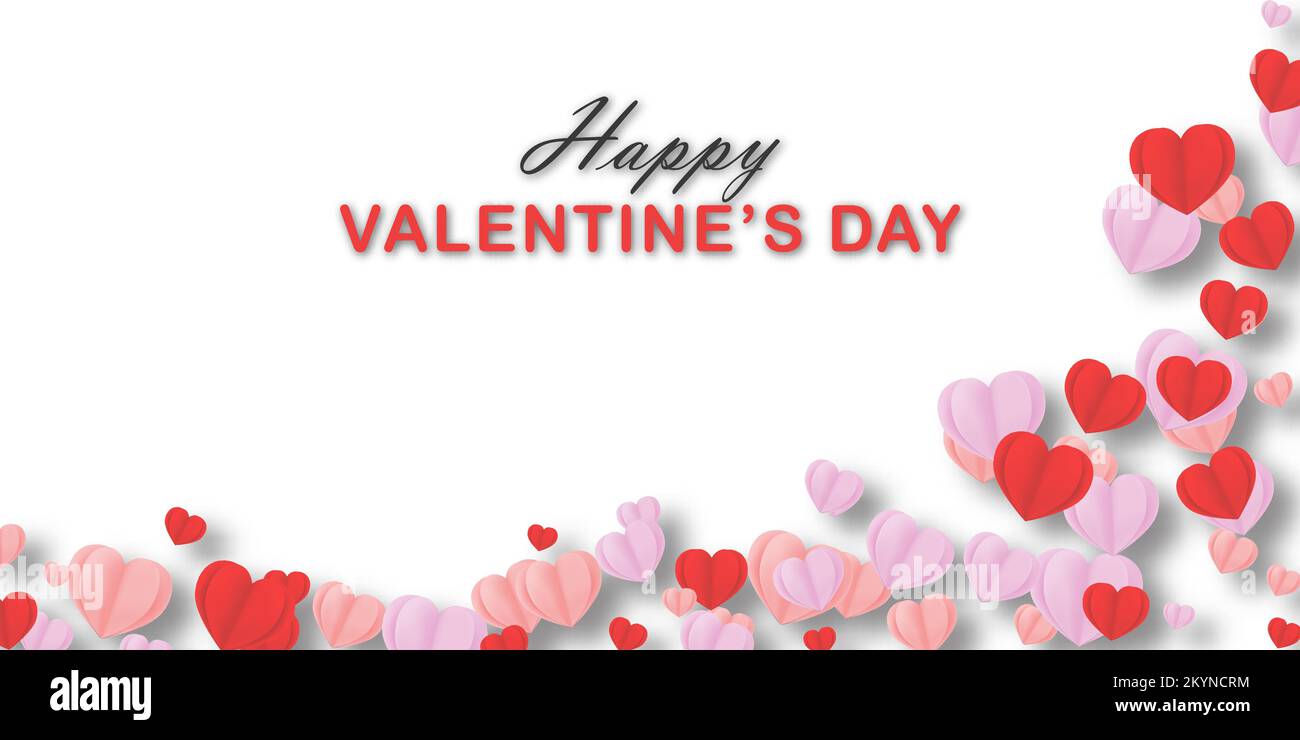Valentine's day design. Valuable red, white and pink paper cut hearts ...