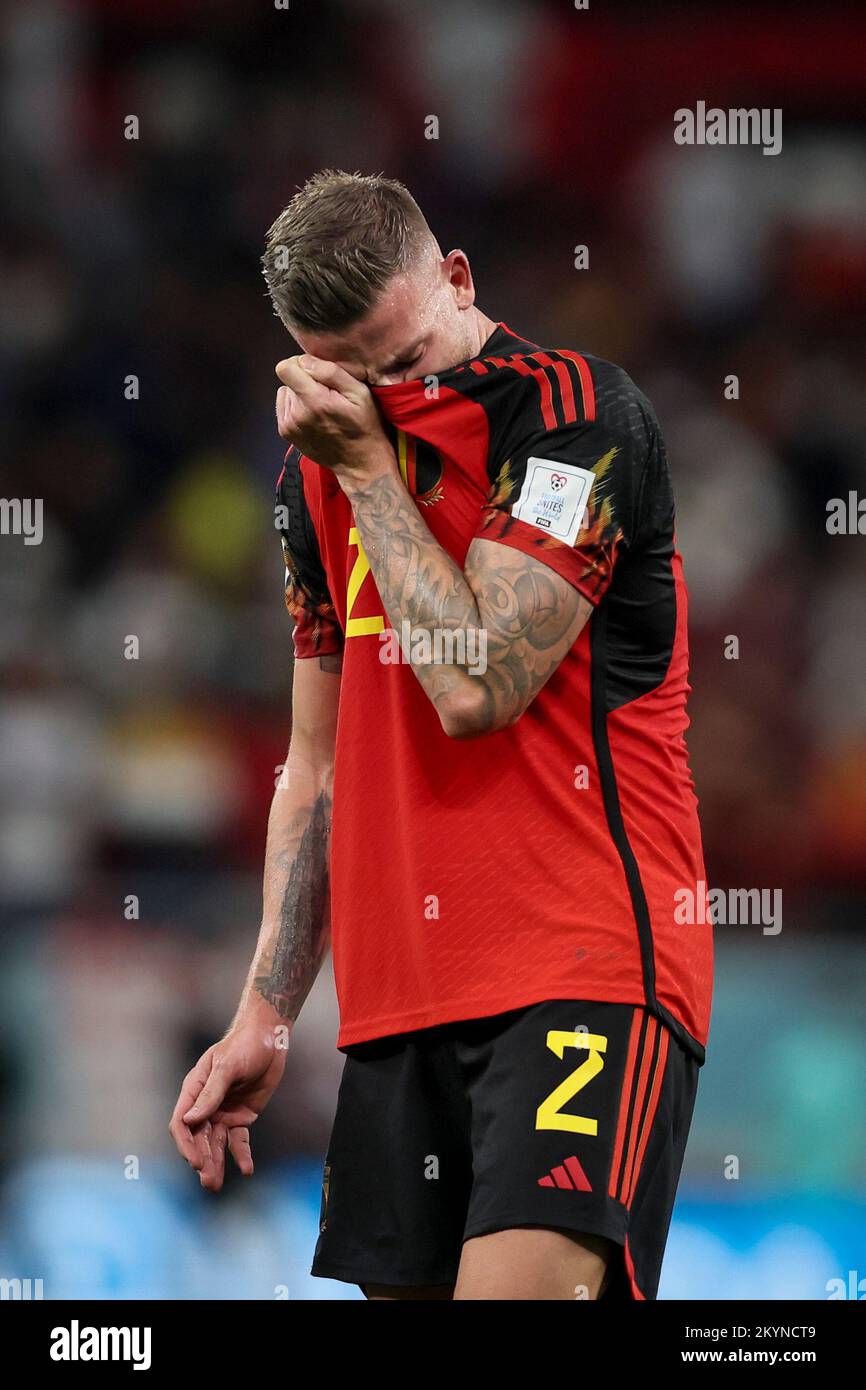 Doha, Qatar, 01/12/2022, Belgium's Toby Alderweireld shows defeat after ...