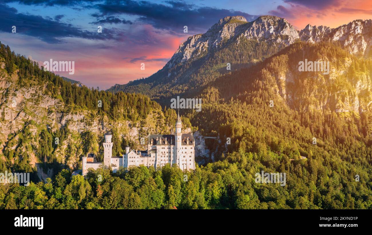 Neuschwanstein Fairytale Castle near Fussen, Bavaria, Germany. View of ...