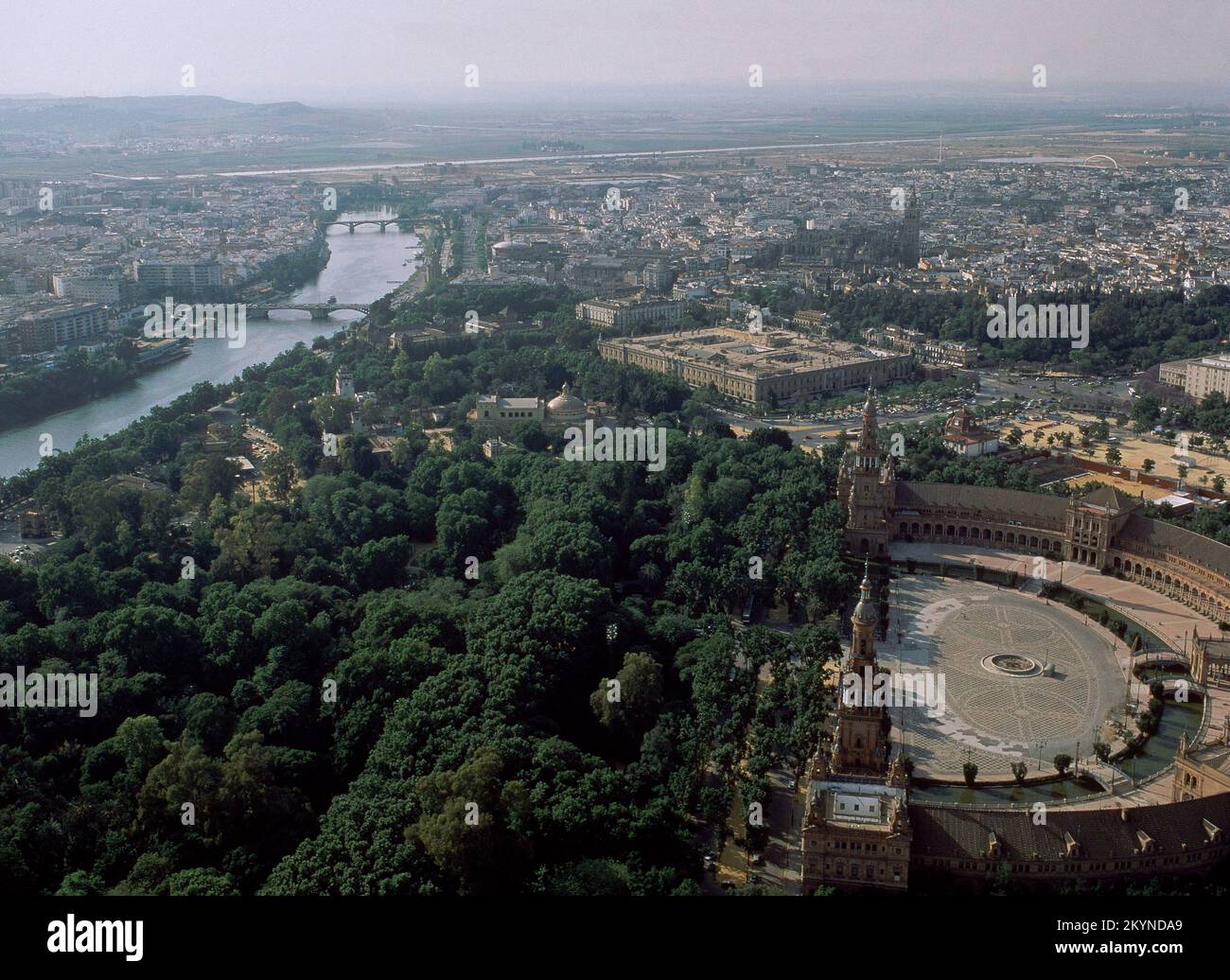 AEREA-PLAZA DE ESPAÑA,PARQUE MARIA LUISA Y EL GUADALQUIVIR - FOTO AÑOS ...