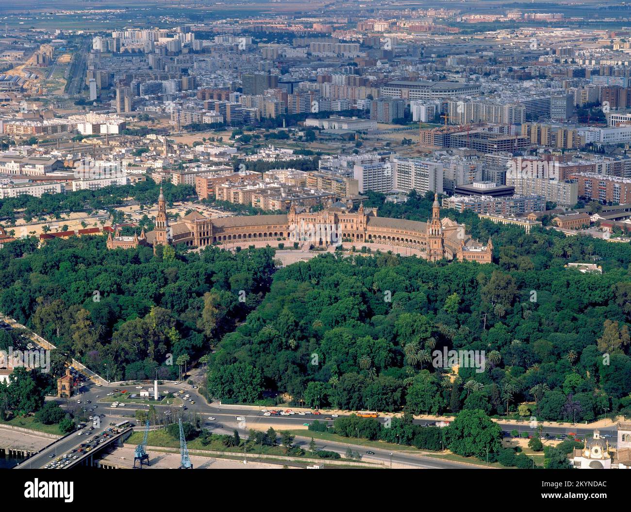 AEREA-PARQUE DE MARIA LUISA Y PLAZA DE ESPAÑA - FOTO AÑOS 90 - - FOTO ...