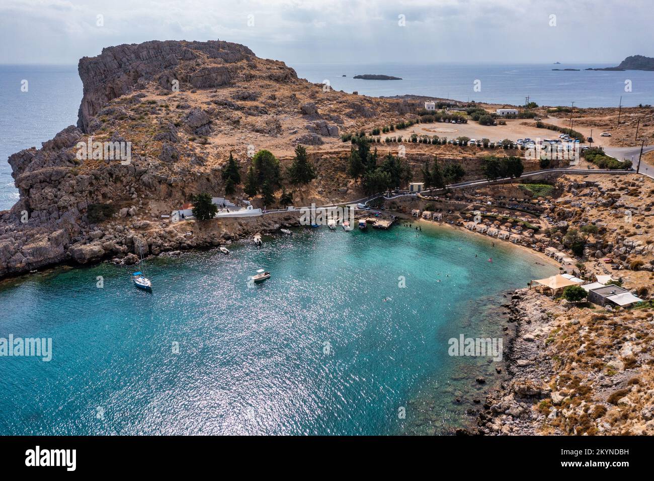 Ruins of Acropolis of Lindos view from above, Rhodes, Dodecanese ...